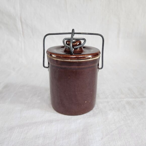 Unmarked | Dining | Vintage Brown Glazed Cheese Butter Crock Jar 4 Way ...